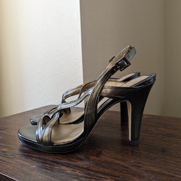 Cole Haan | Shoes | Cole Haan Bronze Dark Gold Patent Slingback Strappy ...